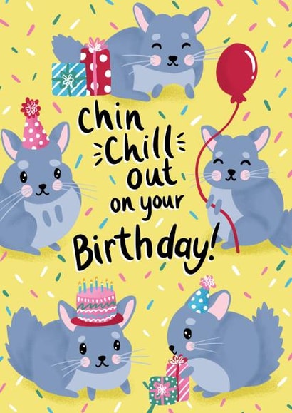 Chinchilla Birthday Card - Chill Out on your Birthday - Cute Kids ...