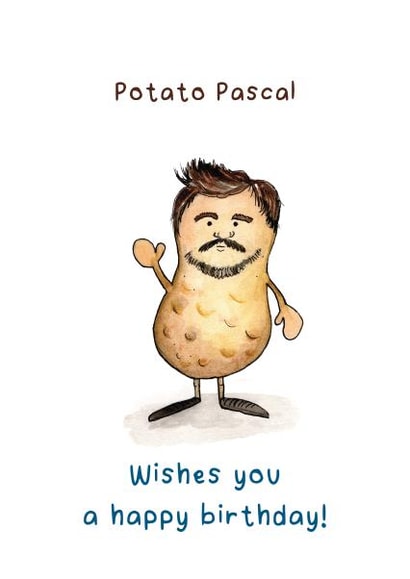 Potato Pascal funny Pedro Pascal parody happy birthday card. | thortful