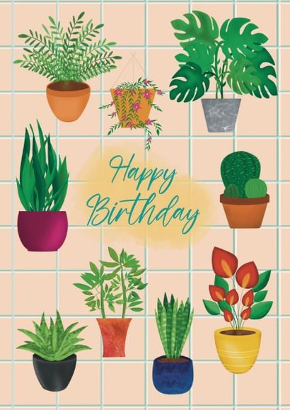 Plant Lover birthday card - plant power - gardening - gardener birthday ...