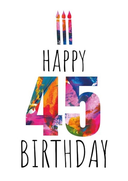 45th Birthday Card For Friends and Family - Candles and Cake - Abstract ...