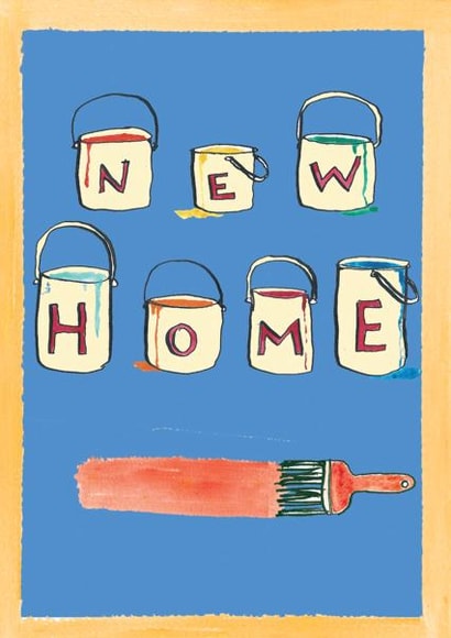 New Home Card, Quirky Paint Bucket Greeting Card | thortful