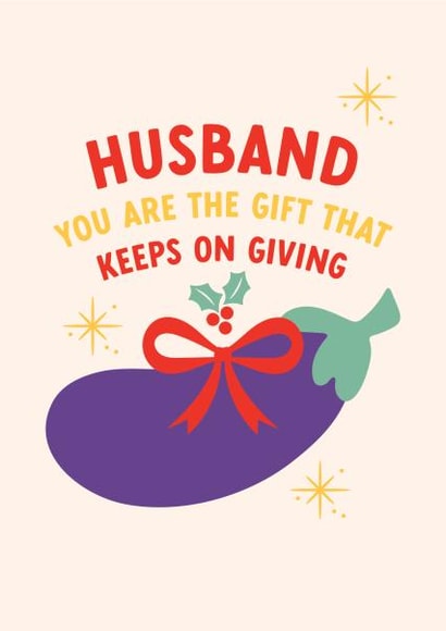 Aubergine Innuendo Christmas Card for Husband | thortful