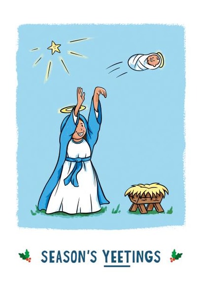 Funny Nativity Christmas Card - Yeet Baby Meme - Season's Yeetings ...