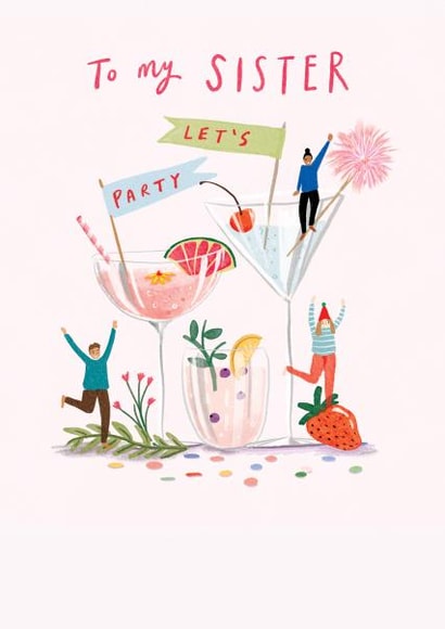 Cute Celebration Card - To My Sister - Let's Party | thortful