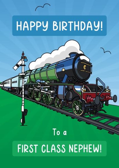 Flying Scotsman Steam Train - Birthday card - for a special Nephew ...