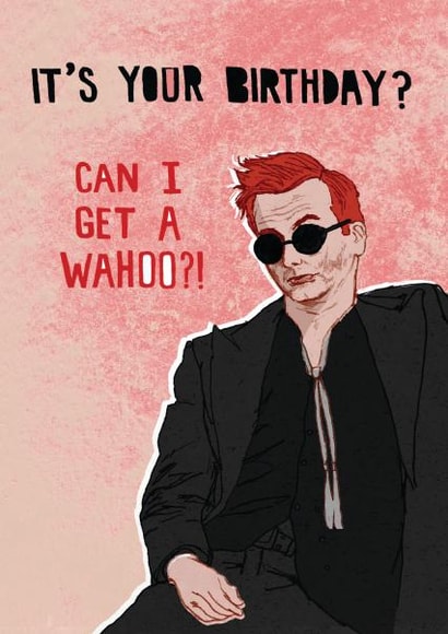 Funny Birthday Card - Good Omens - Wahoo?! Crowley the demon | thortful