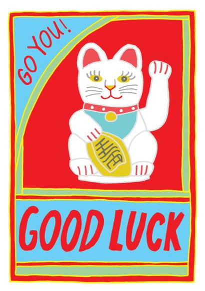 Cute Good Luck Card - Chinese Lucky Cat - Good Luck | thortful