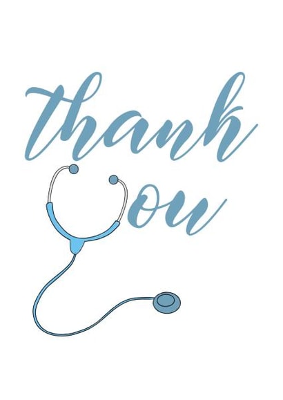 Cute Blue Medical Thank You Card for Doctor, Nurse, Hospital ...