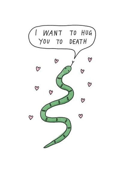 Cute Valentine's Card - Snake - Hug You To Death | thortful