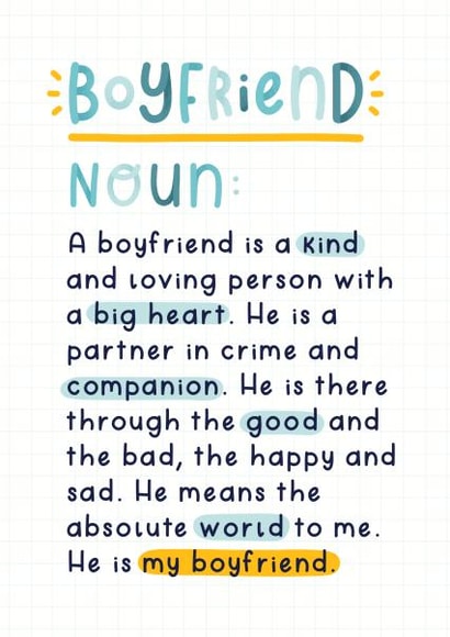 Heartfelt Valentine's Day Card - Boyfriend - Dictionary Definition ...