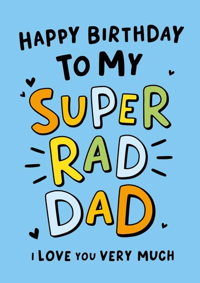 Cute Birthday Card - Super Rad Dad - Love you | thortful