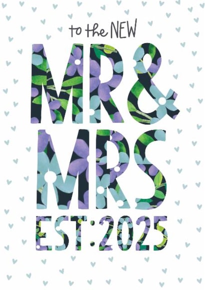Pretty Wedding Card - New Mr & Mrs - 2025 | thortful