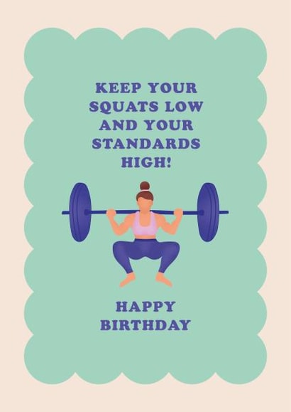 Fun Birthday Card - Inspirational & Motivational Gym - Squat Low ...