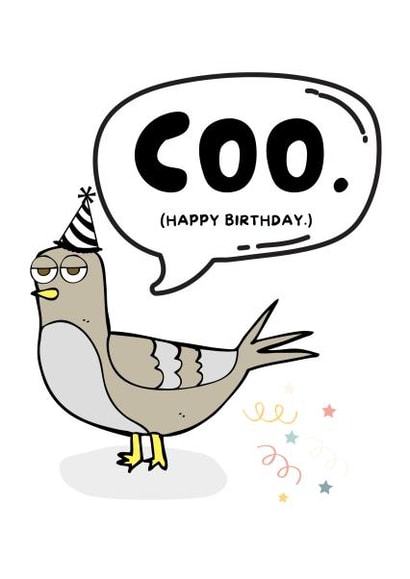 Funny Birthday Card - COO. - Pigeon Birthday Card - Happy Birthday ...