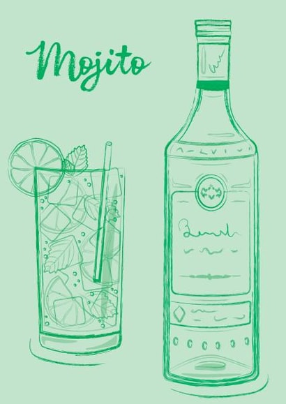 Mojito card for cocktail lover - Alcohol birthday card for him - Rum ...