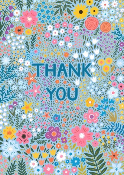 Pretty Thank You Card - Blue Floral | thortful