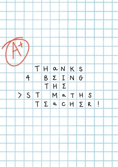 Cute Thank You Card - For Maths Teacher - Maths Symbols | thortful