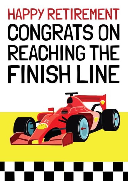 Funny Retirement Card - Finish Line - Formula 1 Grand Prix | thortful