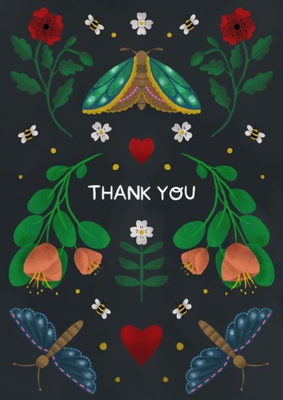 Insect floral thank you card | thortful
