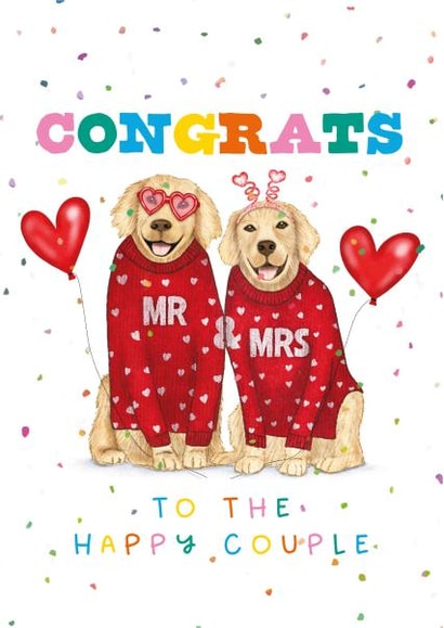 Funny Wedding Card - Mr and Mrs - Congrats - Happy Couple - Dogs In ...