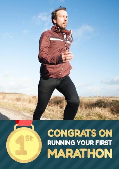 Cute Congratulations Photo Card - Running - First Marathon | thortful