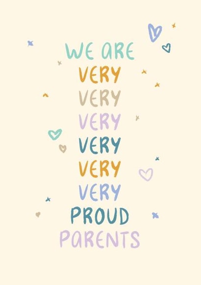 Classic Very Proud Parents Card - Playful Type and Doodles | thortful