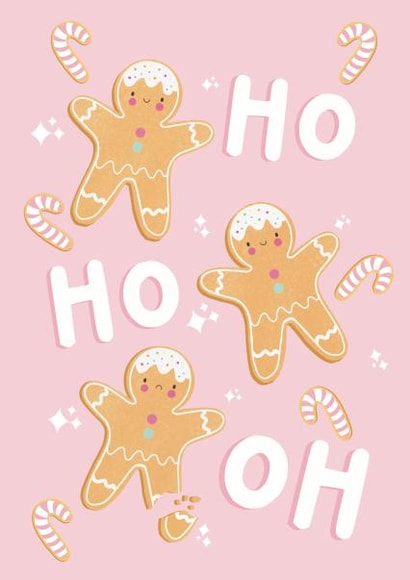 Funny Christmas Card - Gingerbread Men - Ho Ho Oh | thortful