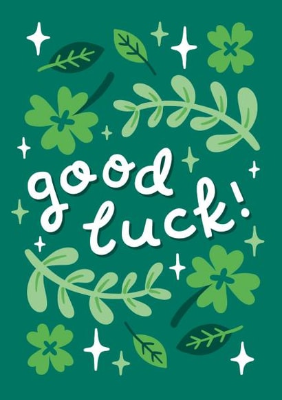 Good Luck! Cute 4 leaf clover card! For Exams, New Job, Leaving ...