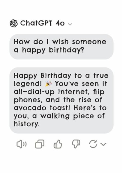 Funny Birthday Card - Chat GPT - Millennial | thortful