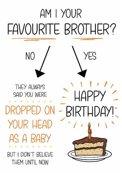 Funny Birthday Card - Brother/Sister - Birthday Flowchart | thortful