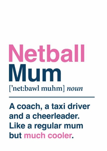 Cute Mother's Day Card - Netball Mum - Definition | thortful