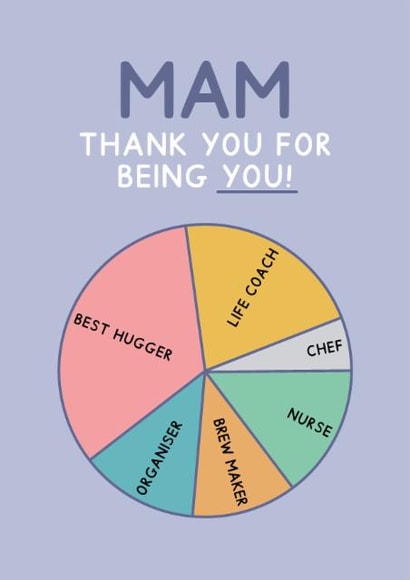 Cute Mother's Day Card - Mam - Thank You Pie Chart | thortful