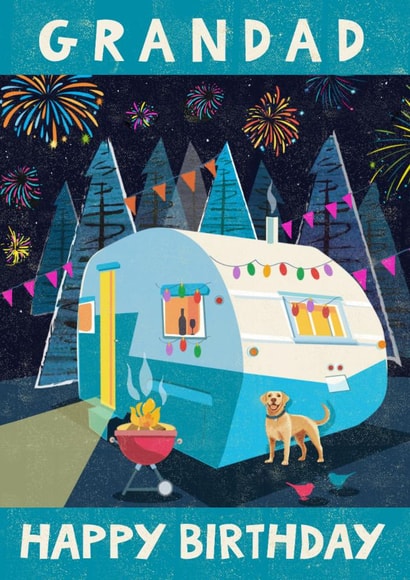Classic Birthday Card - For Grandad - Caravan Camping | thortful