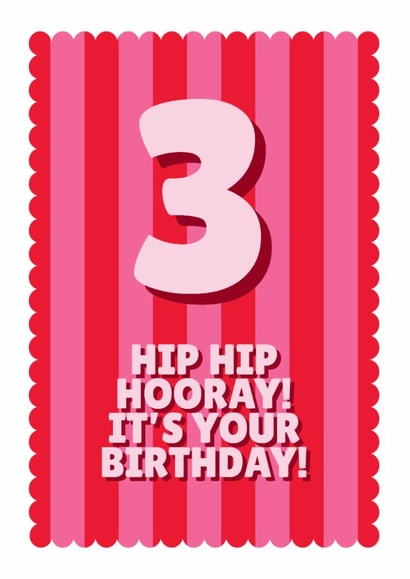Classic Birthday Card - 3rd - Hip Hip Hooray | thortful