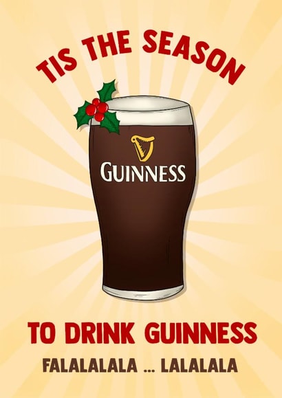 Funny Christmas Card - Tis The Season - To Drink Guinness | thortful