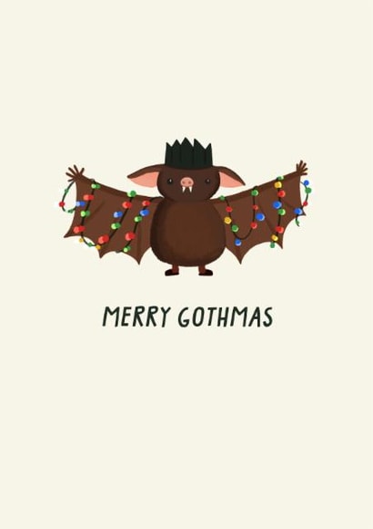 Cute Christmas Card - Merry Gothmas - Goth Bat | thortful
