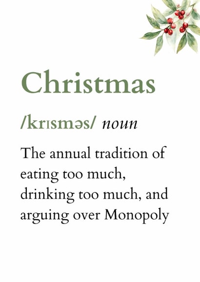 Funny Christmas Card - Definition - Annual Tradition | thortful