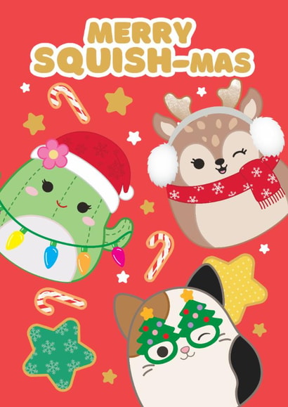 Funny Christmas Card – Merry Squish-mas Pun – Cute Squishmallows | thortful