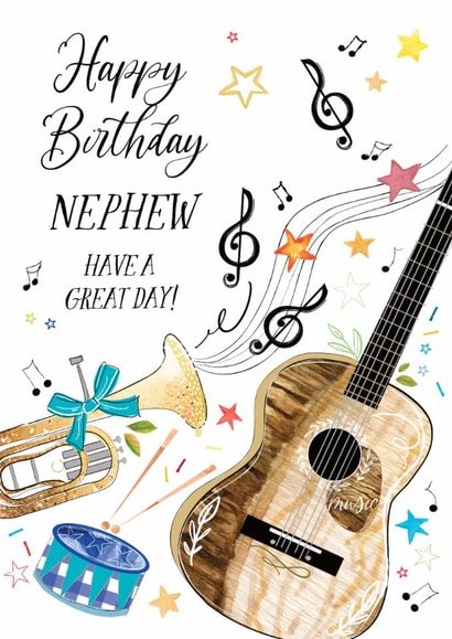 Traditional Birthday Day Card - For Nephew - Guitar | thortful