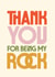 Classic Thank You Card - Being My Rock - Typography | thortful