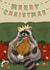 Funny Christmas Card - Greedy Raccoon - Turkey | thortful