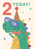 Cute 2nd Birthday Card - Dinosaur - Party Hat | thortful
