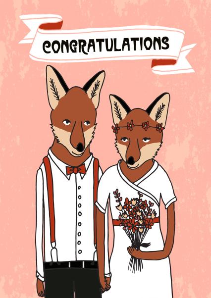 Congratulations - Fox themed wedding card | thortful