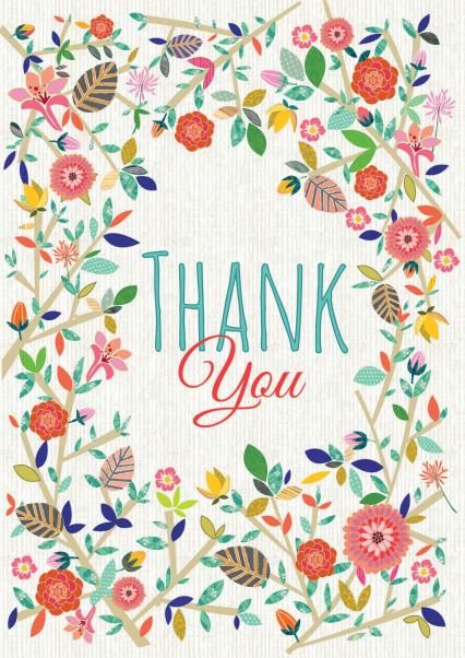 Traditional/pretty Thank You card, featuring a beautiful floral design ...