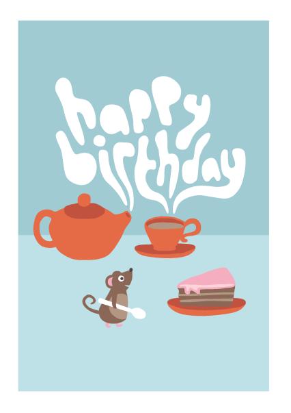 Cute Birthday Card - Mouse - Cake | thortful