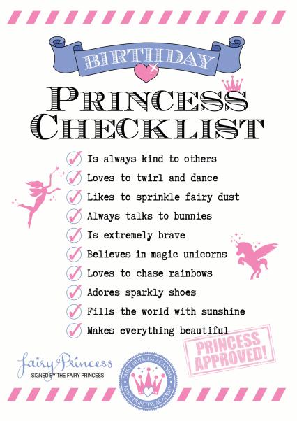 Cute Birthday Card - Female - Kids - Princess Checklist | thortful