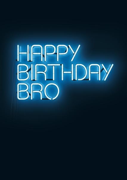 Modern Birthday Card - Neon Lights - Bro - Brother | thortful