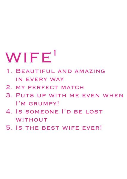 Cute Definition Typography Anniversary Card - For Wife - Beautiful And ...