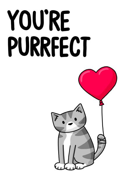 Cute Cat Pun Anniversary Card / Valentines Day Card - You're Purrfect ...