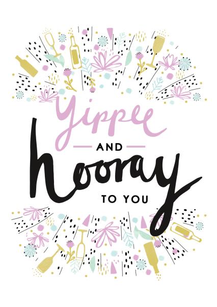 Pretty Congratulations Card - Yippee - Hooray - Champagne Fizz | thortful